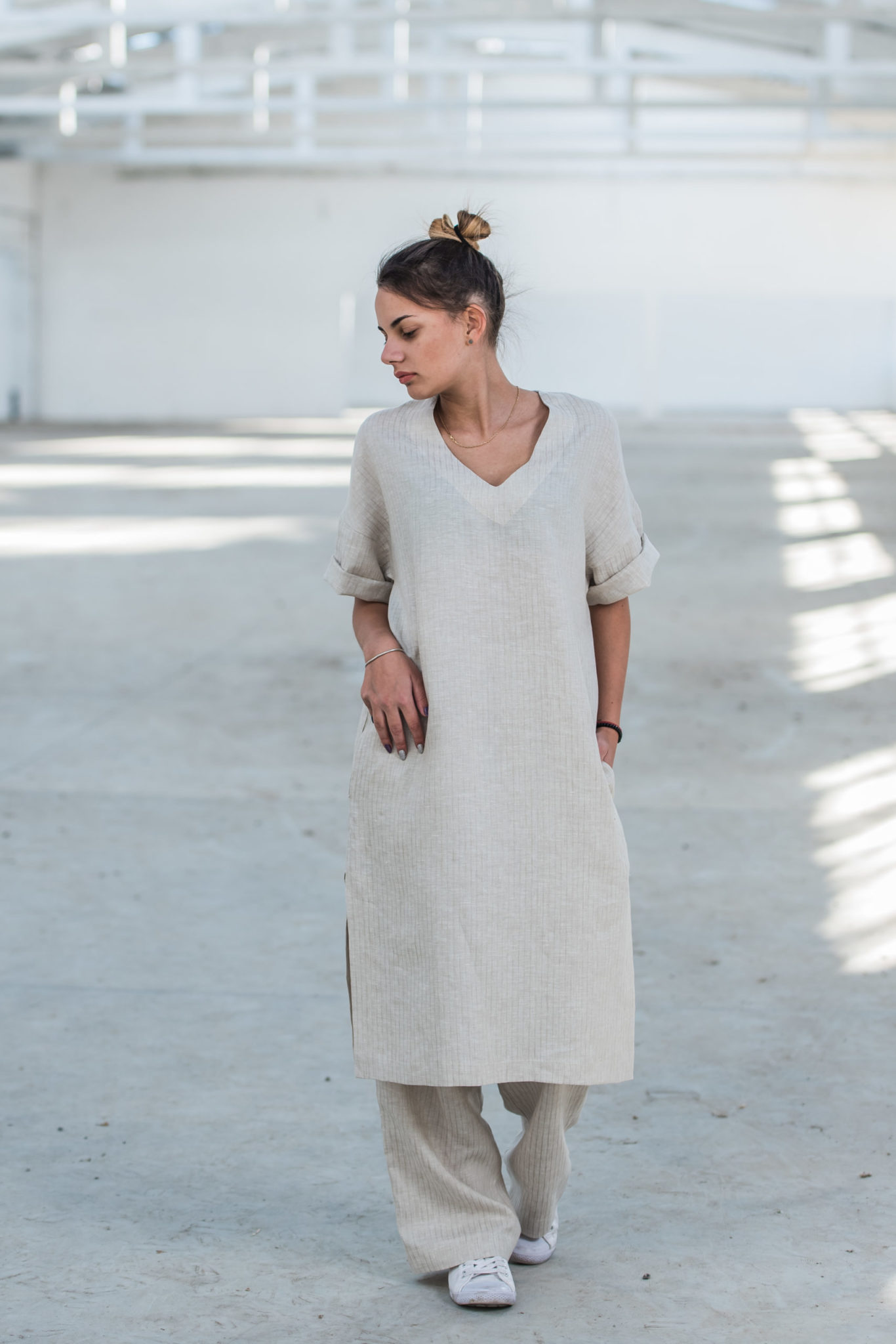 Long Linen Tunic Dress - ALLSEAMS