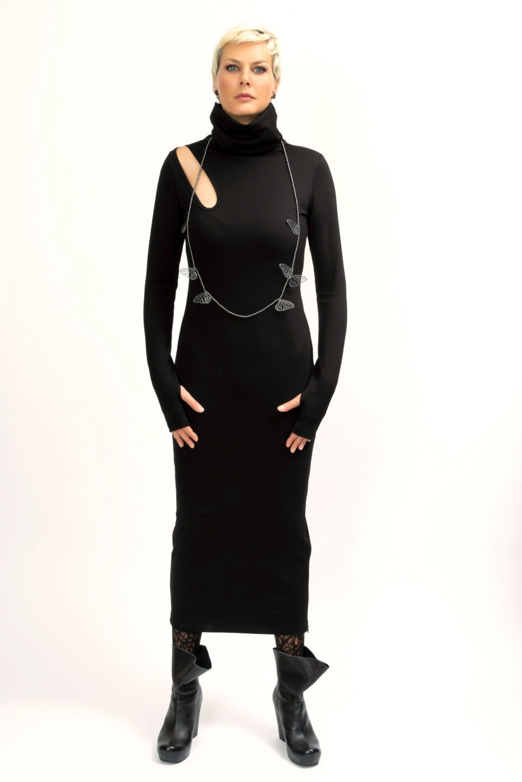 Long Black Turtleneck Dress - ALLSEAMS